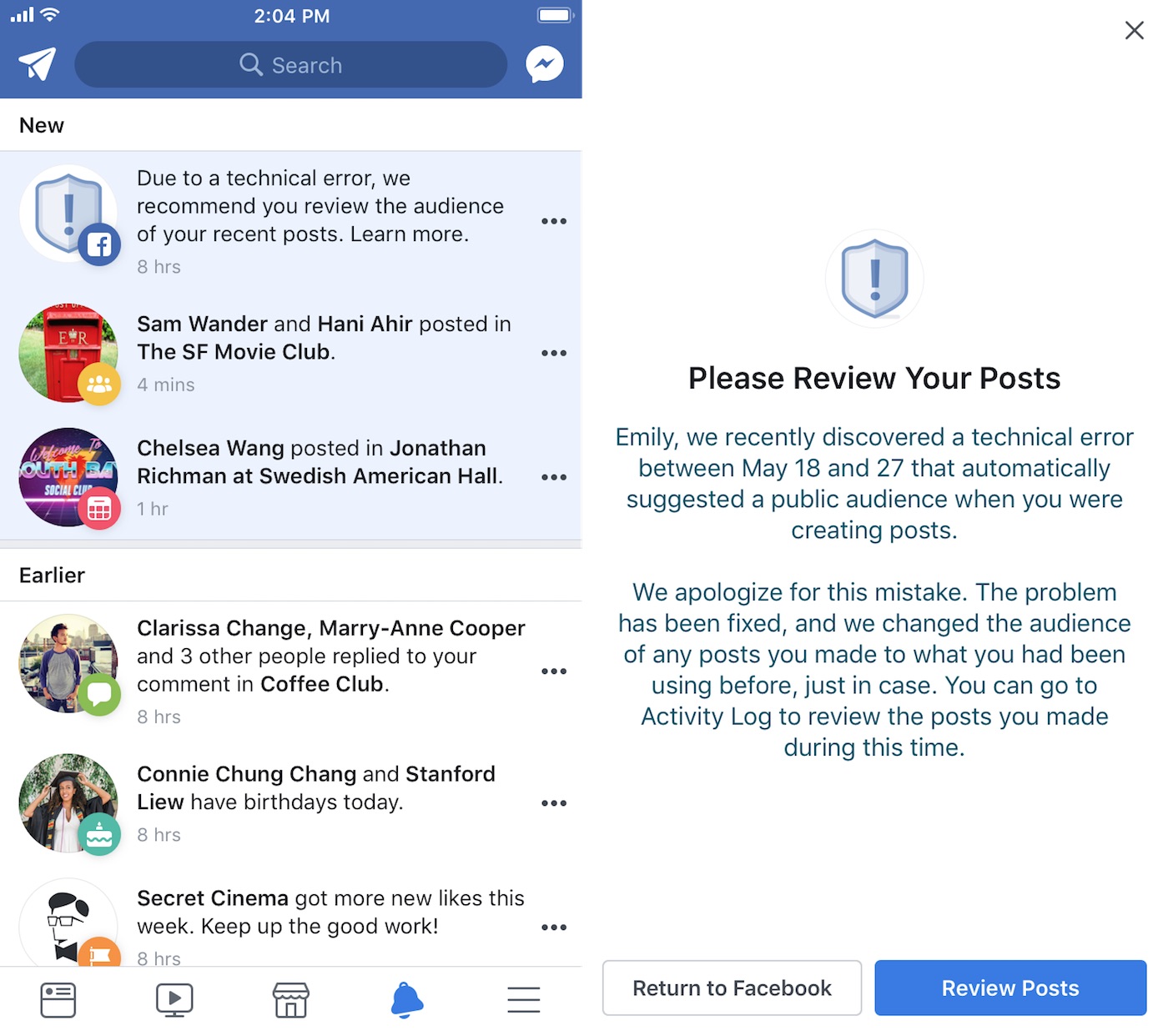 Facebook : un bug a rendu publics les statuts de millions d ...