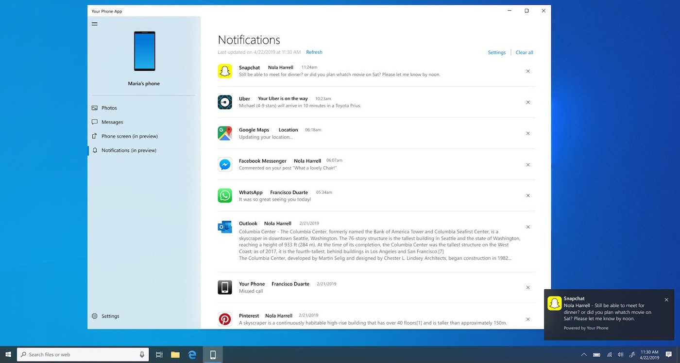 Windows 10 : les notifications de votre smartphone s'affichent sur ...