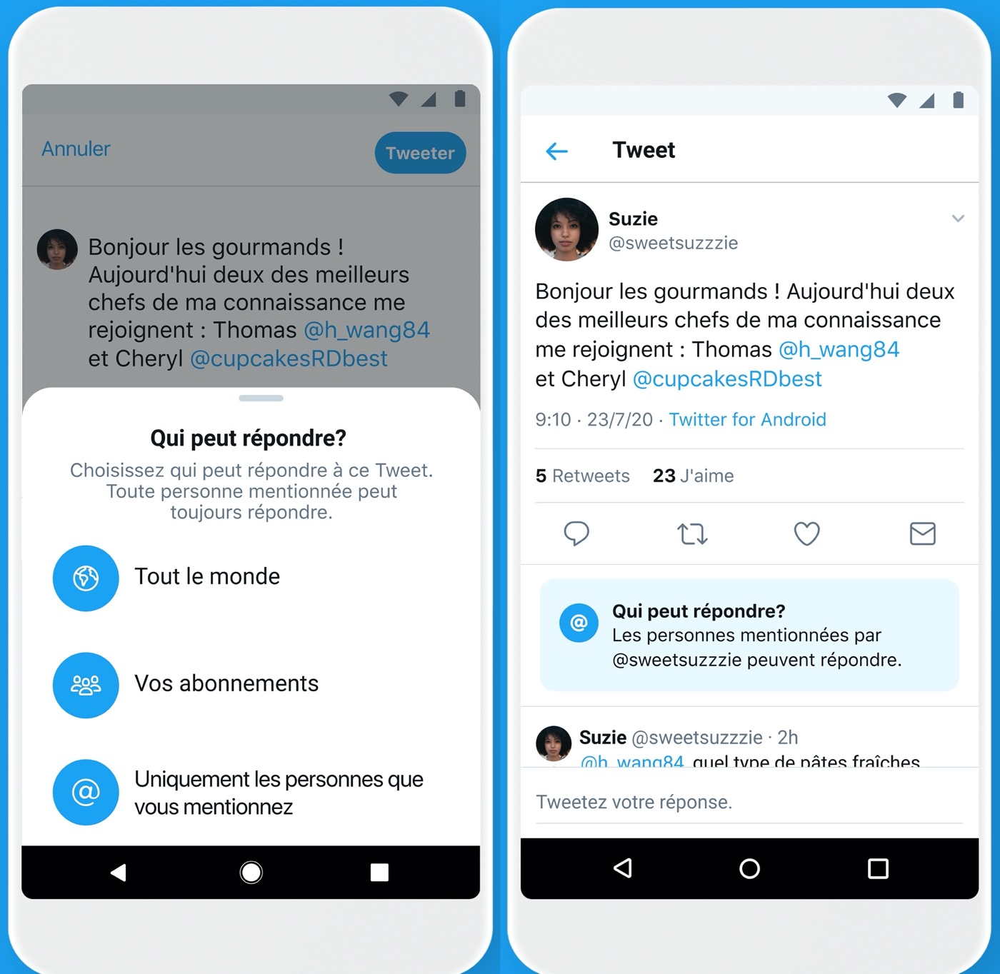 Twitter : l'option pour choisir qui peut répondre aux tweets est ...