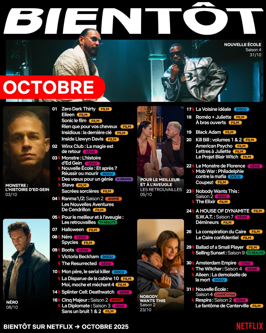 Les films et séries qui arrivent sur Netflix en octobre 2025 - KultureGeek